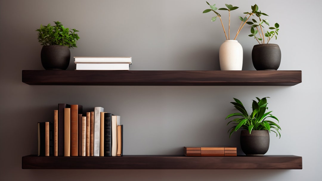 Dark Wood Shelves Zoom Background Modern Home Office Shelving Zoom ...