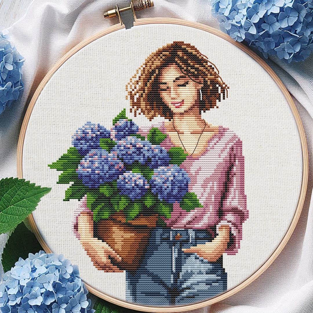 Girl Cross Stitch Pattern, Cross Stitch, Point De Croix, Cross Stitch ...