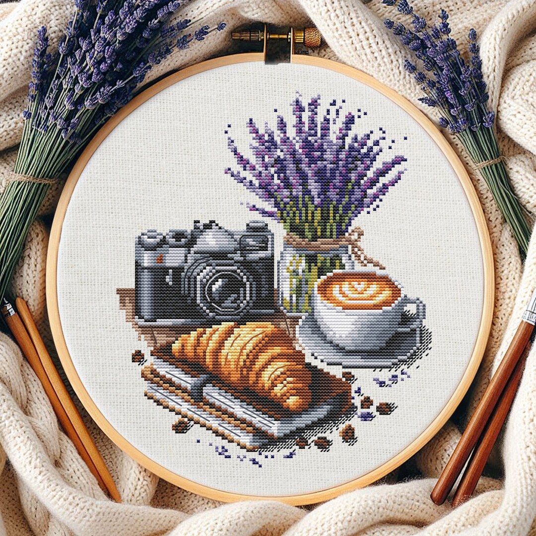 Picnic Lavender Cross Stitch Pattern, Cross Stitch, Cross Stitch ...
