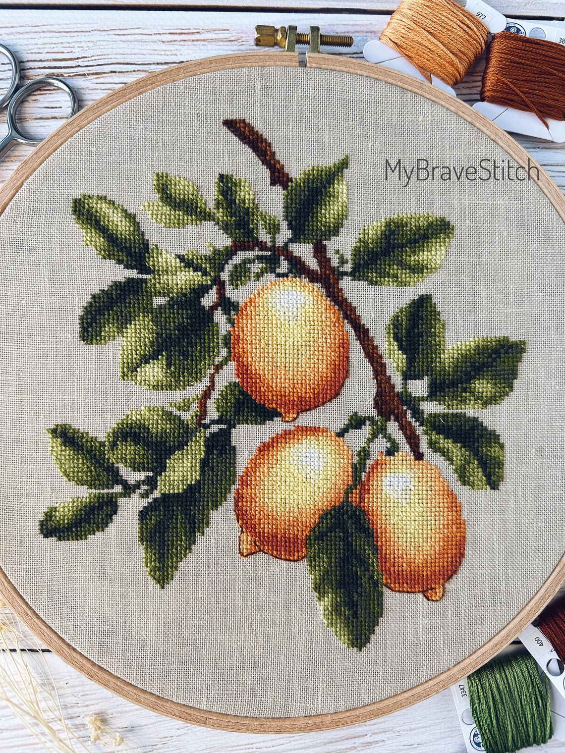 Lemon Cross Stitch Pattern, Cross Stitch Flower, Cross Stitch Pattern ...