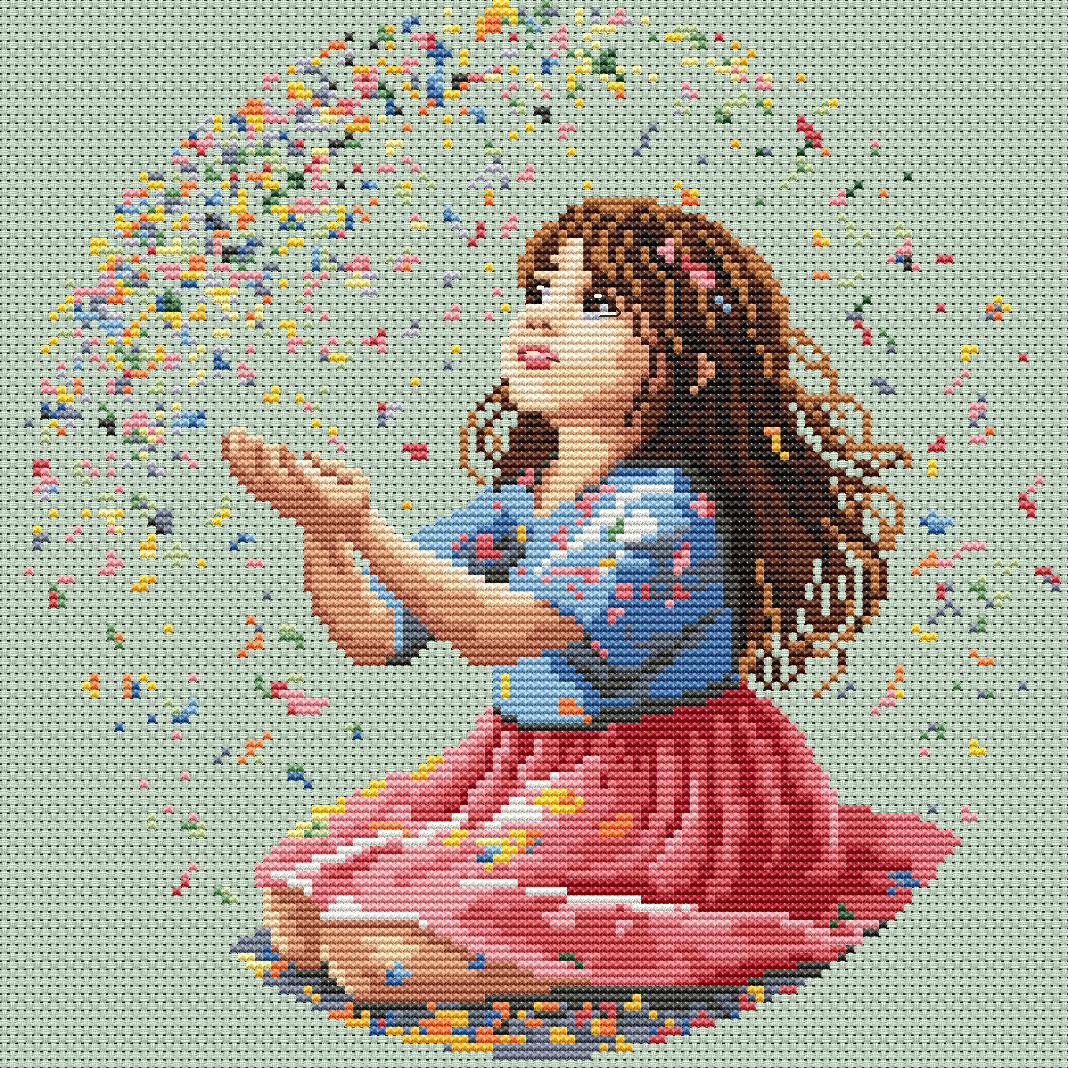 Girl Cross Stitch Pattern, Cross Stitch Pattern, Cross Stitch, Cross ...