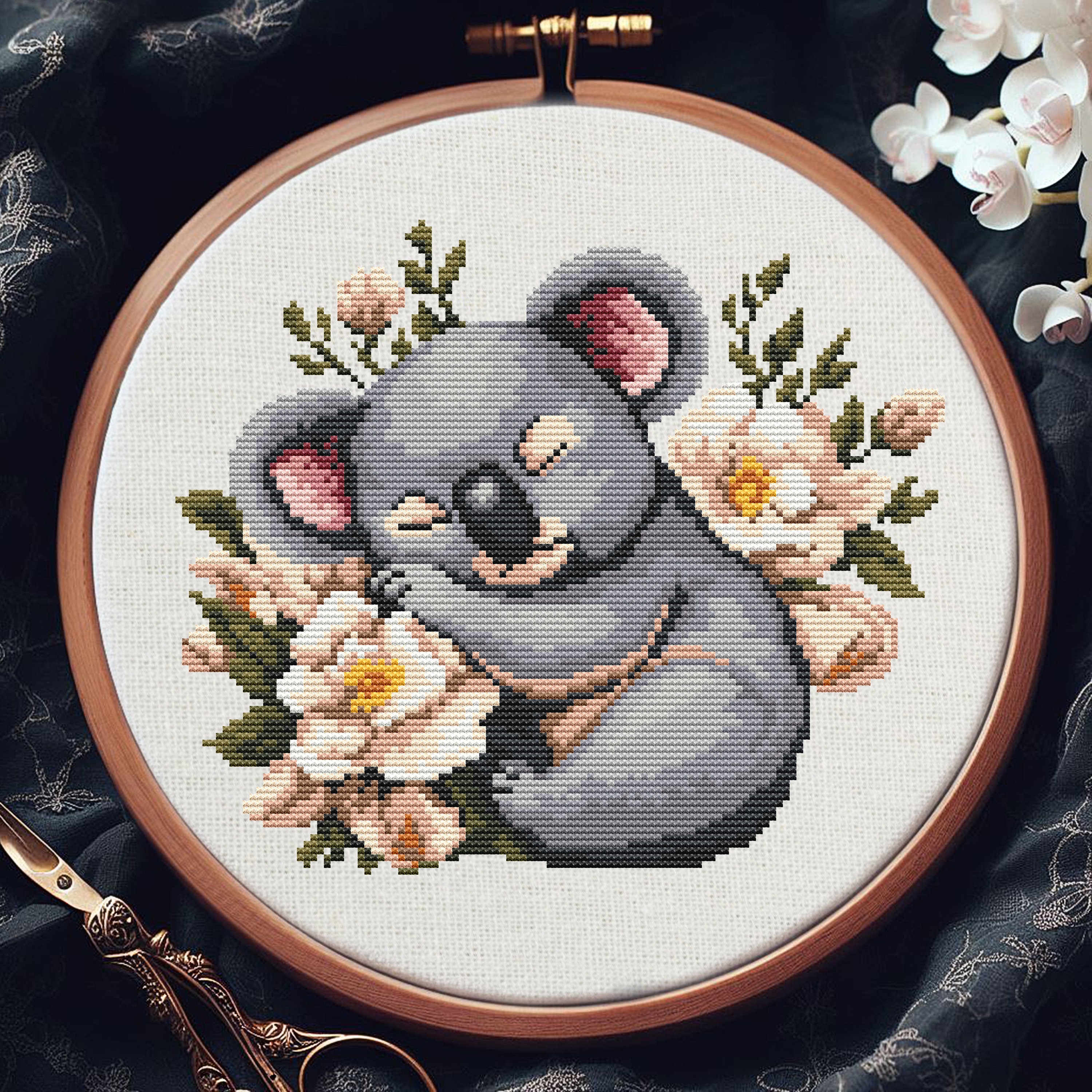 Sleeping Koala Cross Stitch Pattern, Punto De Cruz, Point De Croix ...