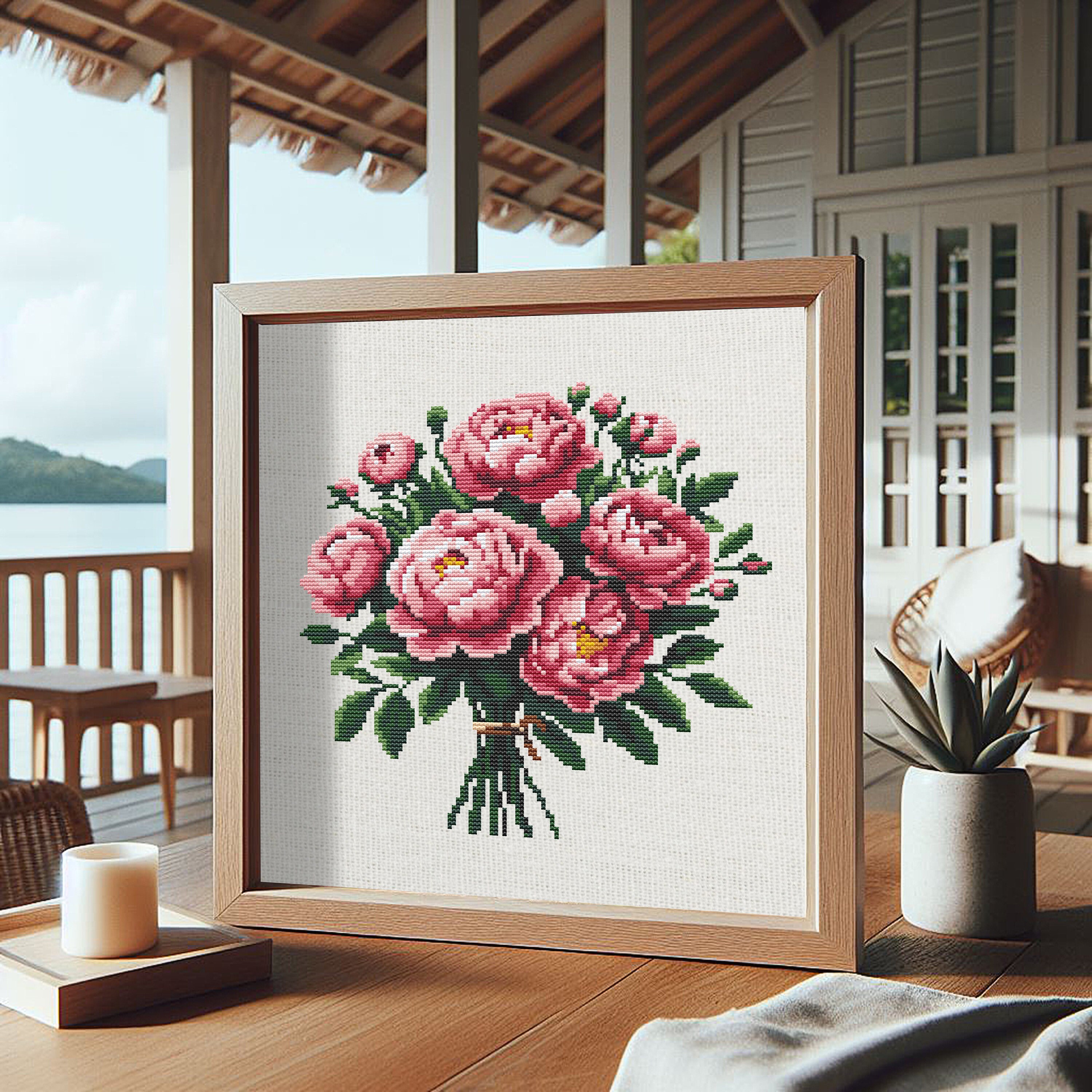 Bouquet of Peonies Cross Stitch Pattern, Cross Stitch, Cross Stitch Kit ...