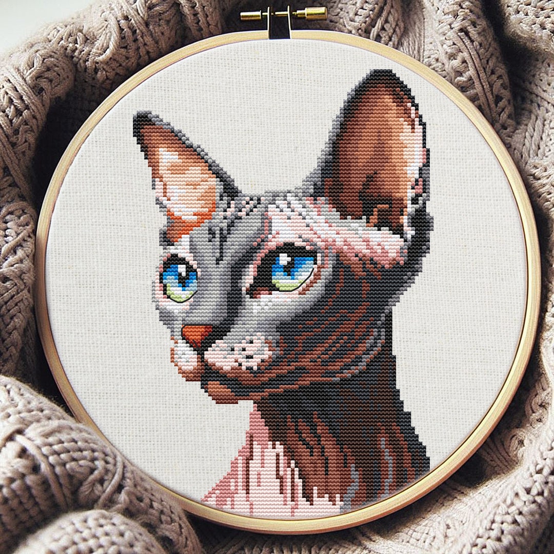 Sphynx Cat Cross Stitch Pattern, Cat Cross Stitch, Cross Stitch Art ...
