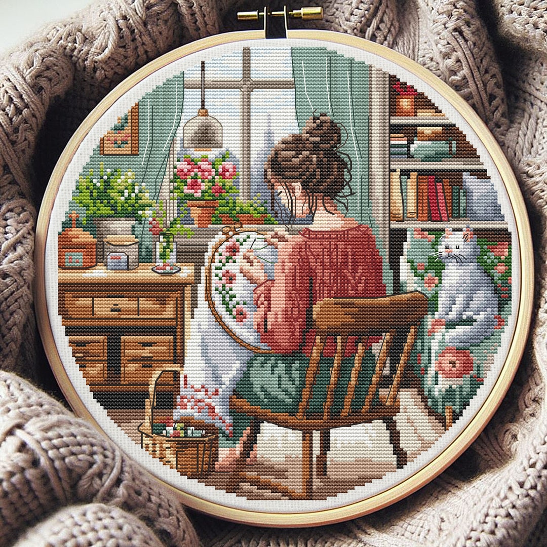 Cross Stitching Girl Cross Stitch Pattern, Cross Stitch, Punto De Cruz ...