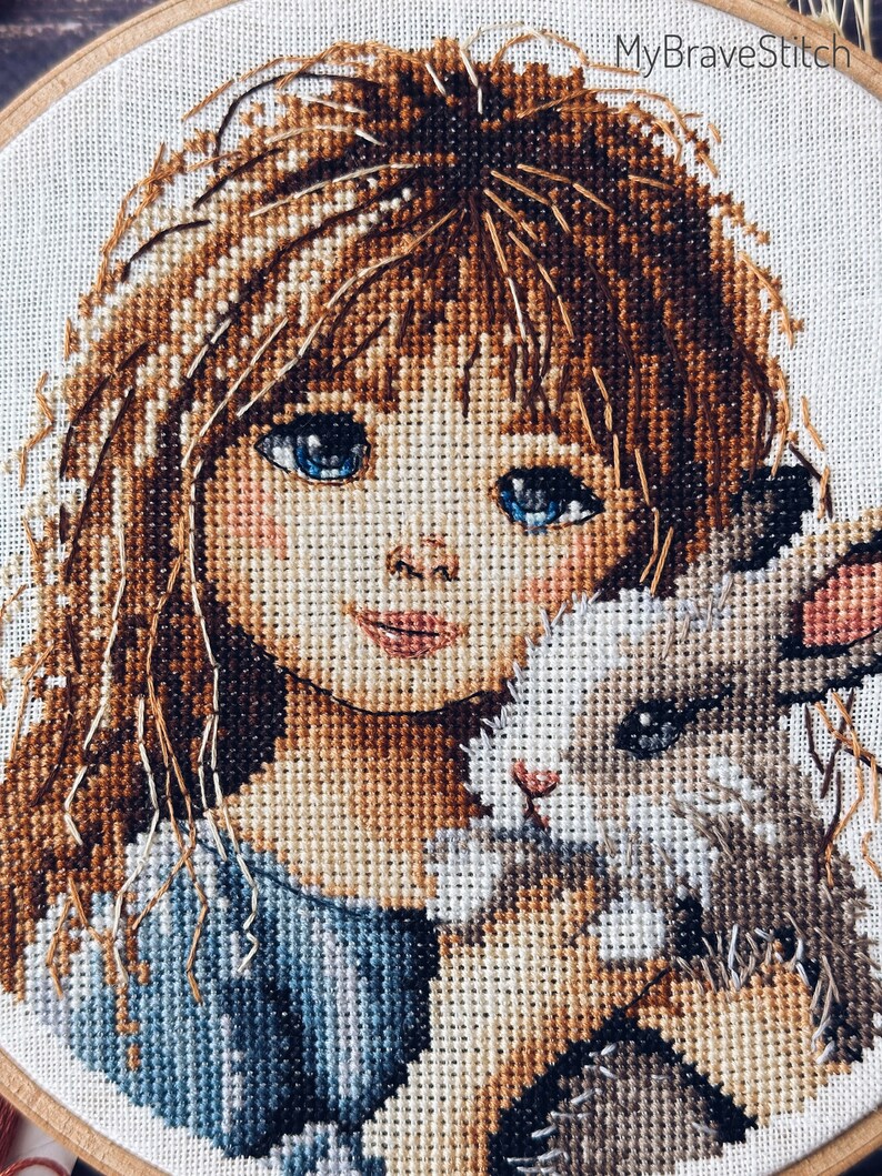 Bunny Girl Cross Stitch Pattern, Rabbit Cross Stitch, Cross Stitch Art ...