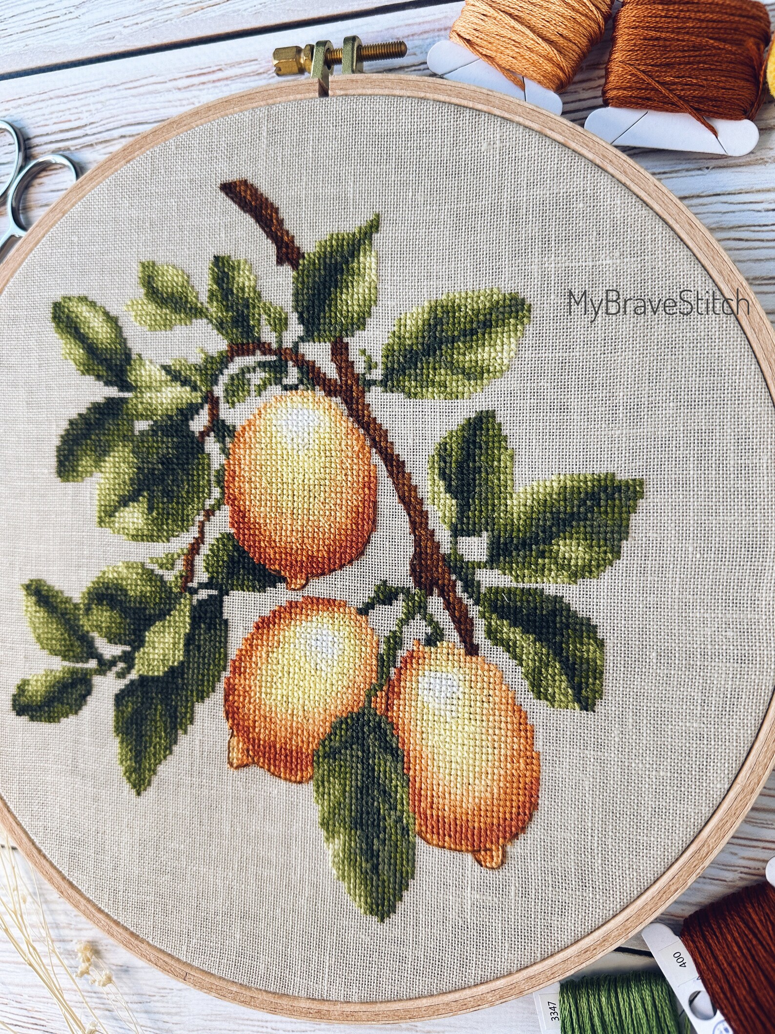 Lemon Cross Stitch Pattern, Cross Stitch Flower, Cross Stitch Pattern ...
