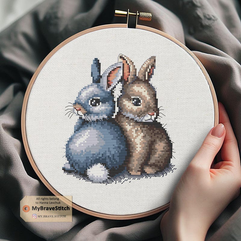Rabbit Cross Stitch - Etsy