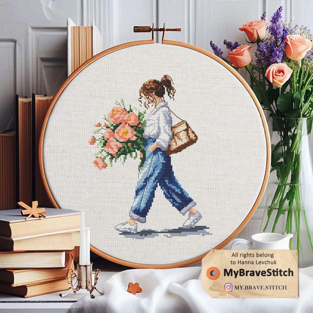 Girl Cross Stitch Pattern, Point De Croix, Cross Stitch Pattern Pdf ...
