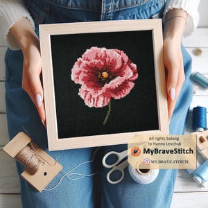 Pink Poppy Mini Cross Stitch Pattern, Mini Cross Stitch Pattern, Cross ...