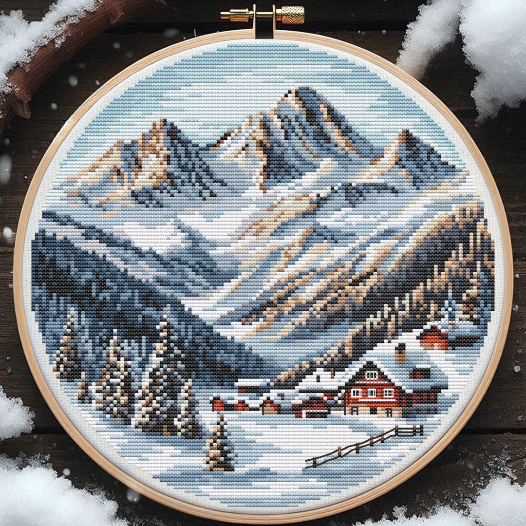 Landscape Winter Cross Stitch Pattern PDF, Christmas Cross Stitch ...