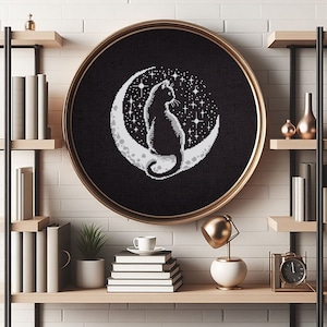 Black Cat Cross Stitch Pattern, Cat Cross Stitch, Cross Stitch Pattern Pdf, Point De Croix ...
