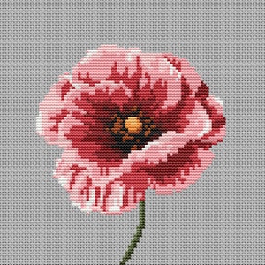 Pink Poppy Mini Cross Stitch Pattern, Mini Cross Stitch Pattern, Cross ...