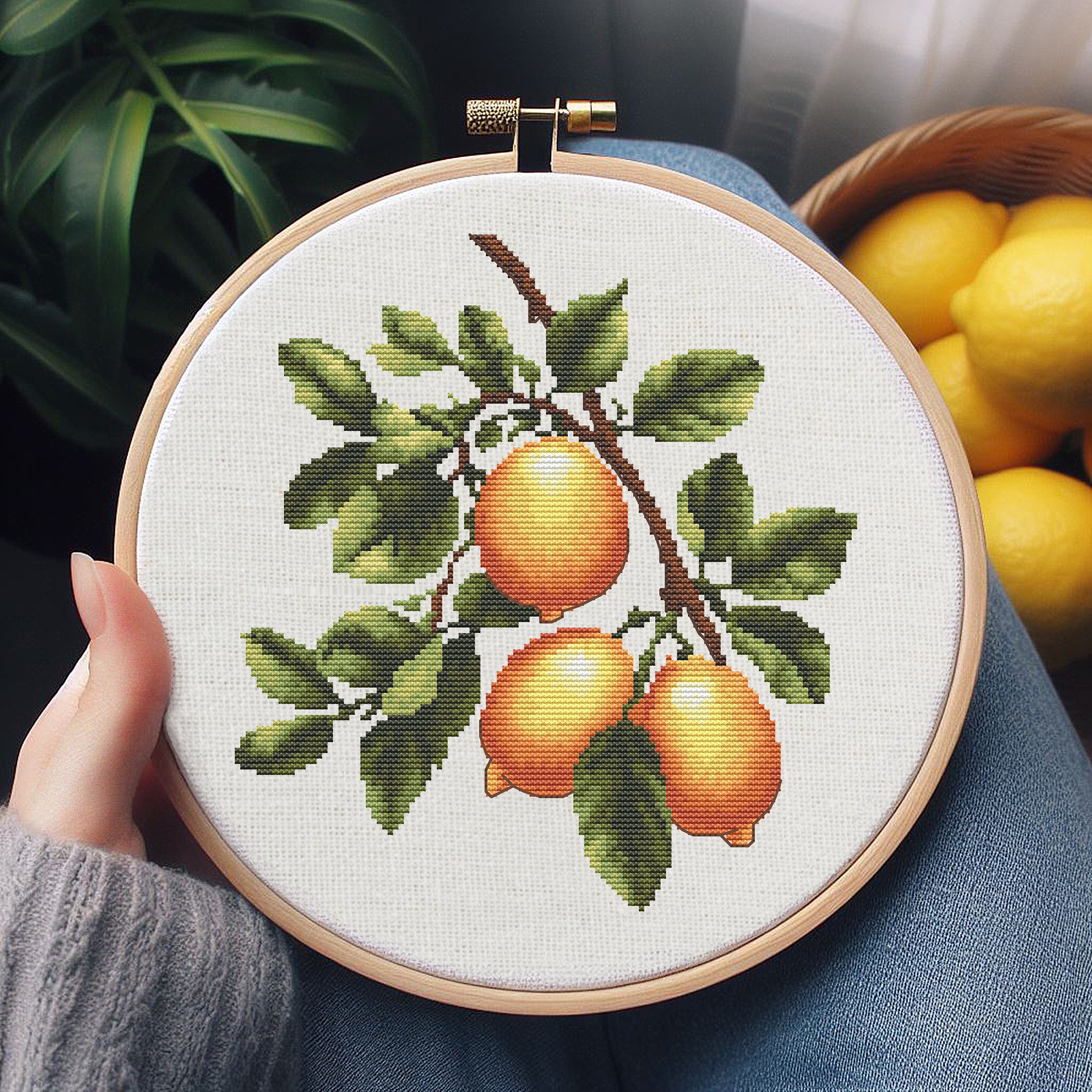 Lemon Cross Stitch Pattern, Cross Stitch Flower, Cross Stitch Pattern ...