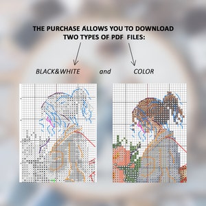 Set of Two Girls With Bouquets Cross Stitch Pattern, Cross Stitch ...