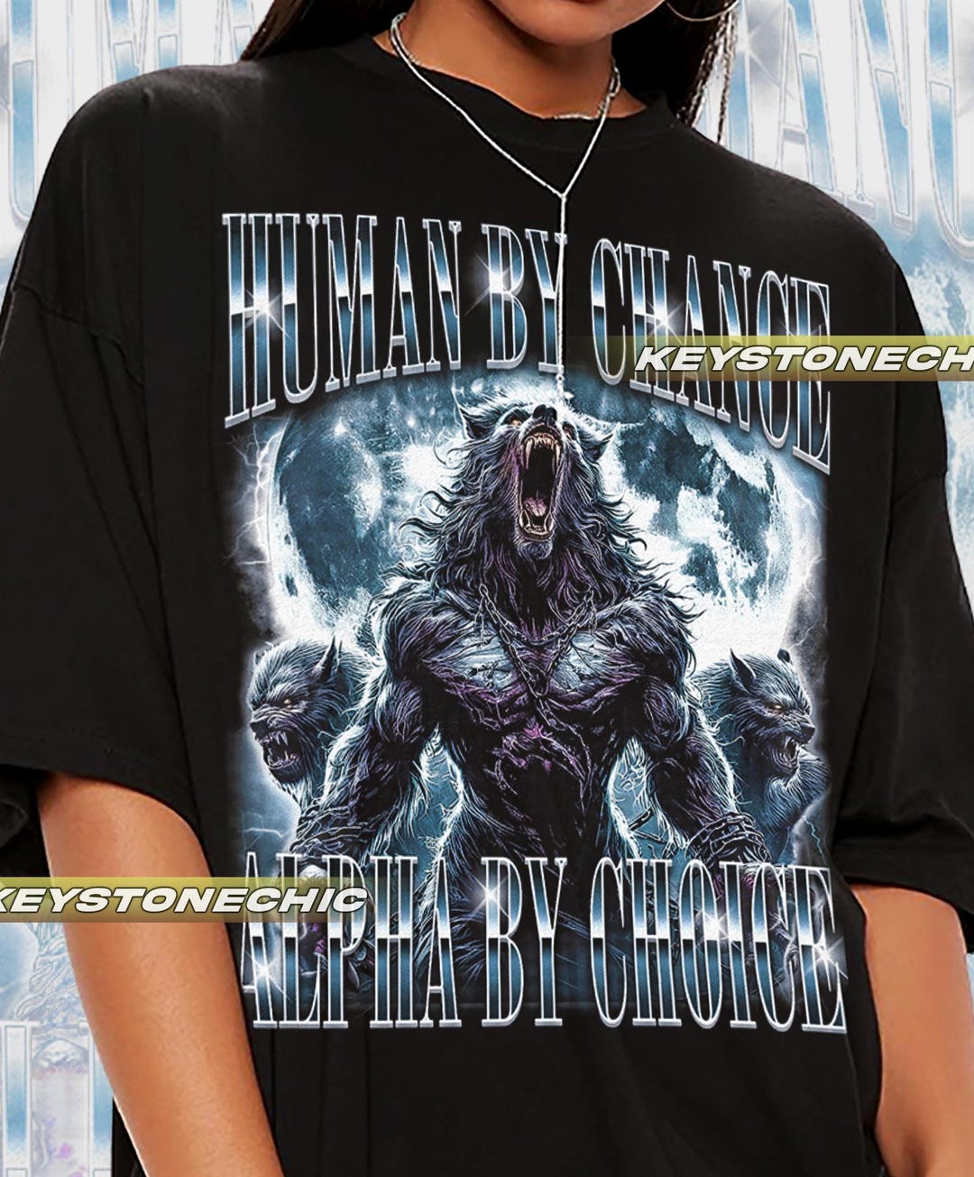 Human by Chance Alpha by Choice Meme T-shirt, Funny Wolf T-shirt, Meme ...