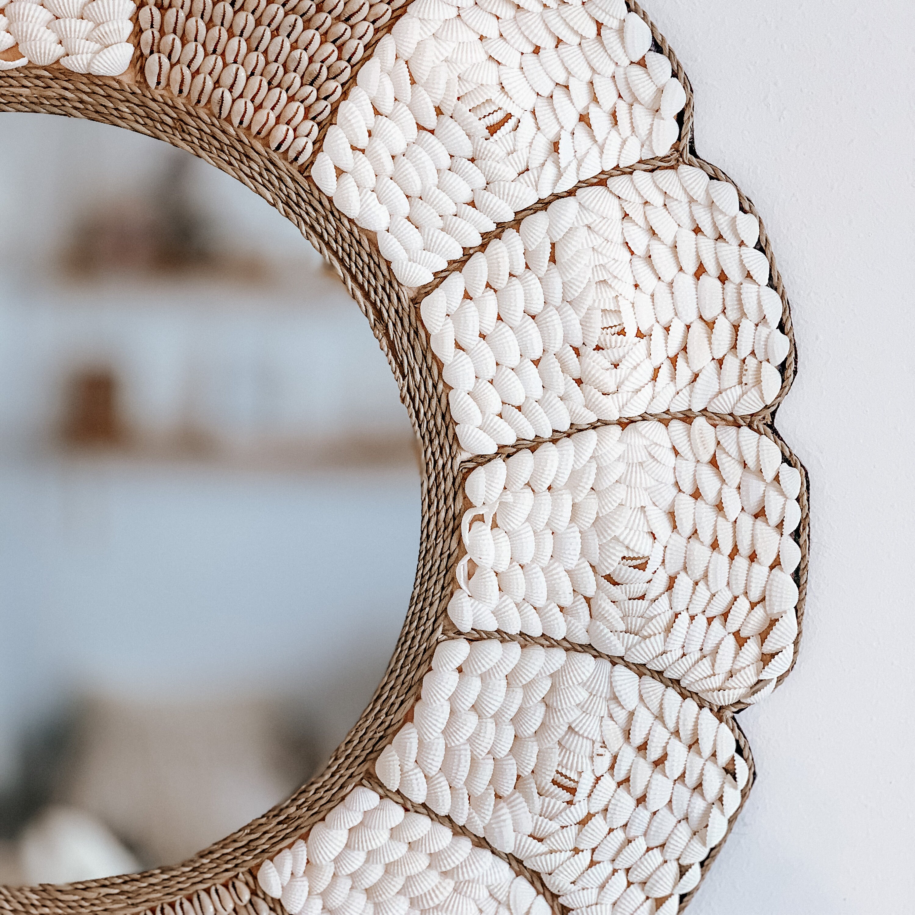 Coastal Round Mirror With Shells Mirror Beach Cottage Wall Art With ...