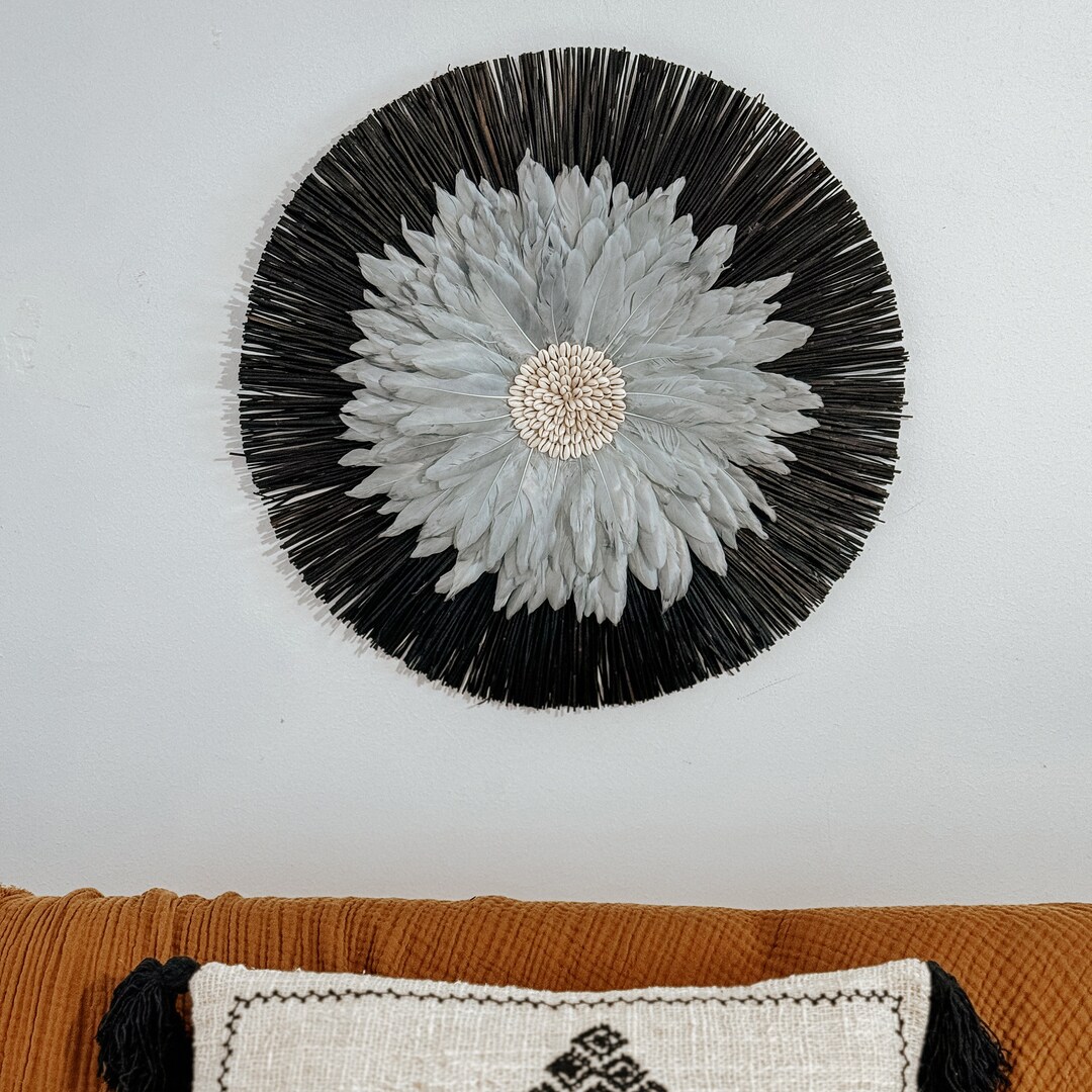 Black Straw Wall Decoration Straw Wall Art Raffia Wall Hanging Balinese ...