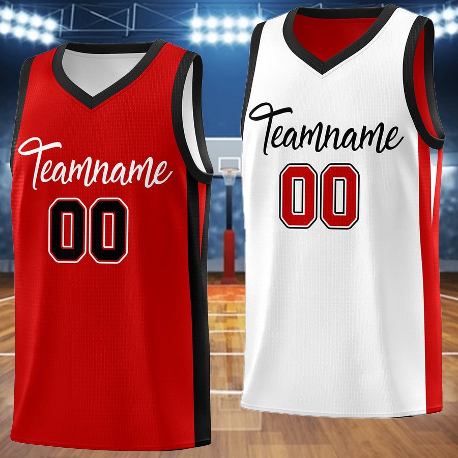Custom Red White Basketball Jersey Team Name Number, Basketball Jersey ...