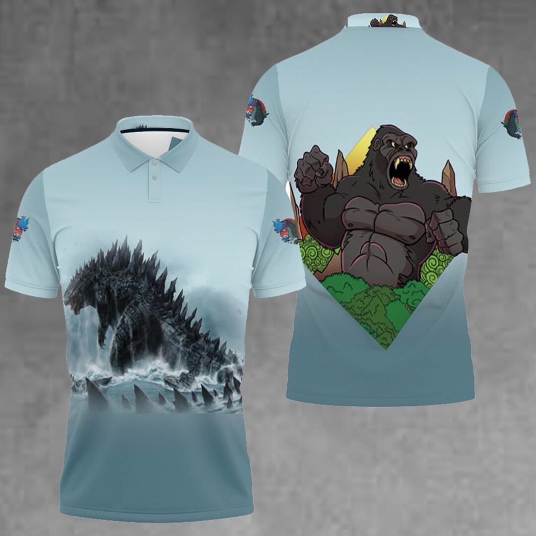 Limited Godzilla Back to the Ocean Godzilla Kong Polo Shirt All Over ...
