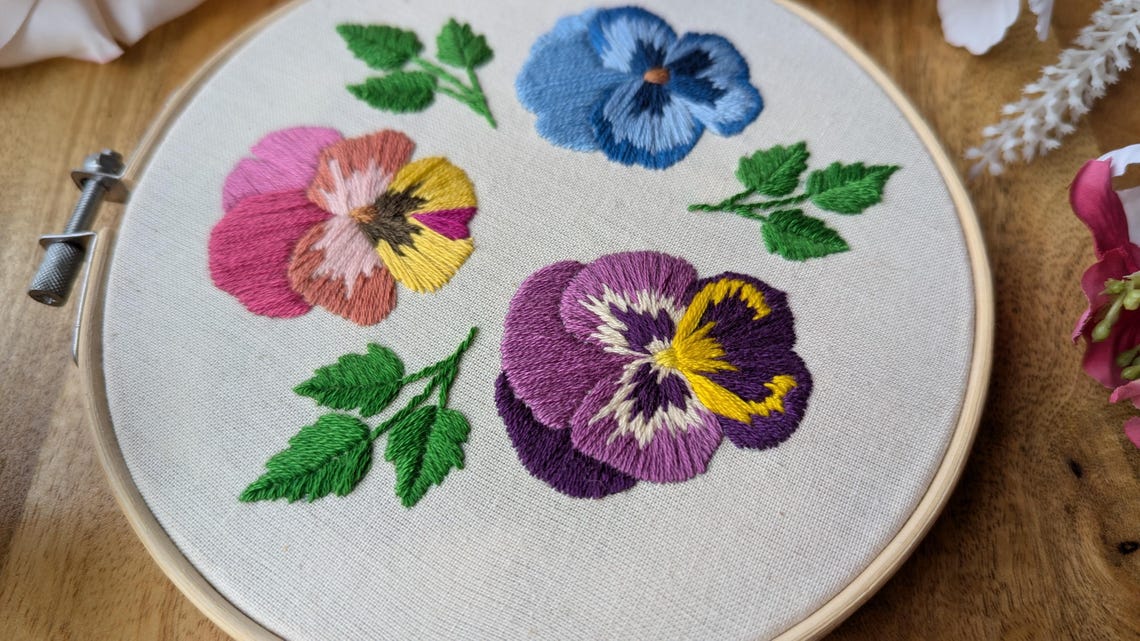 Pansies PDF Pattern With Instructions, Colour Guide and Stitch Guide ...