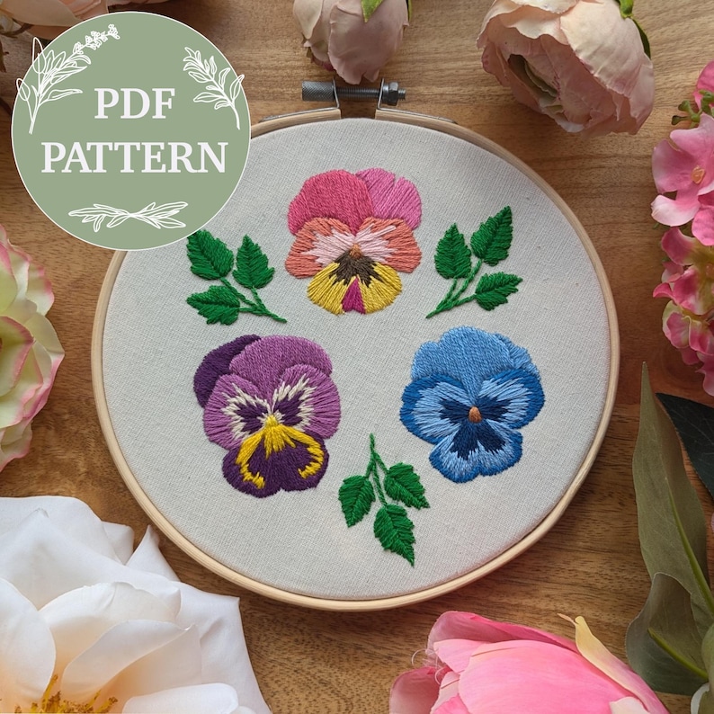 Pansies PDF Pattern With Instructions, Colour Guide and Stitch Guide ...