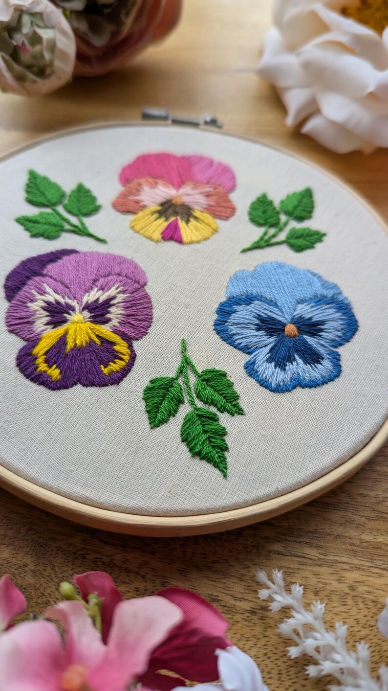 Pansies PDF Pattern With Instructions, Colour Guide and Stitch Guide ...