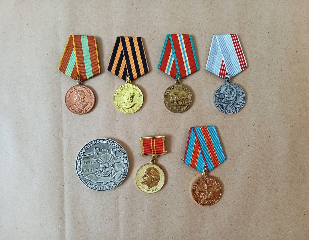Set of Different USSR Commemorative Medals. Soviet-era Military Awards ...