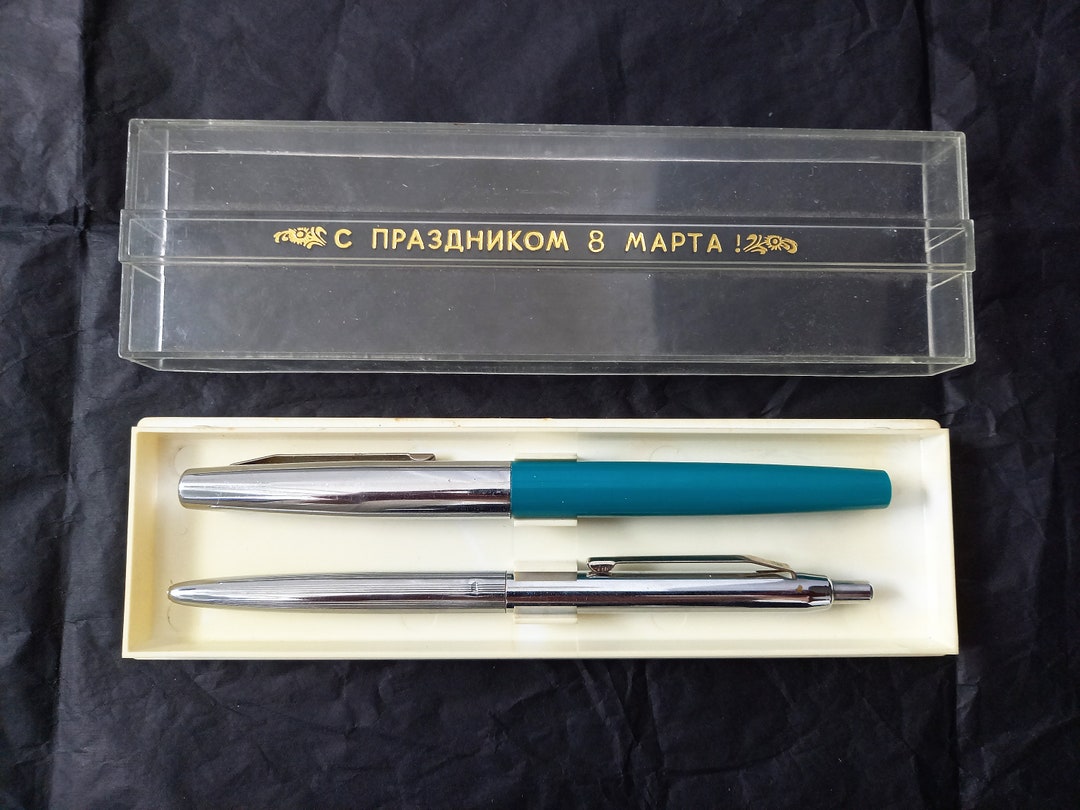 Vintage Soviet-era 'С праздником 8 марта' Ballpoint and Fountain Pens ...
