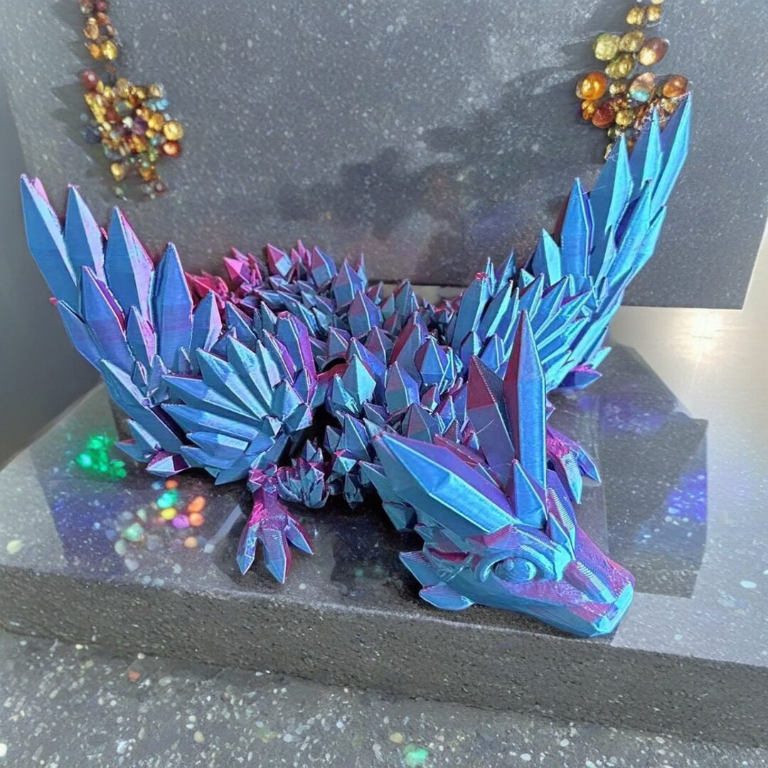 4-color 3D Printed Articulated Crystal Gem Dragon, 3D Flexi-articulated ...