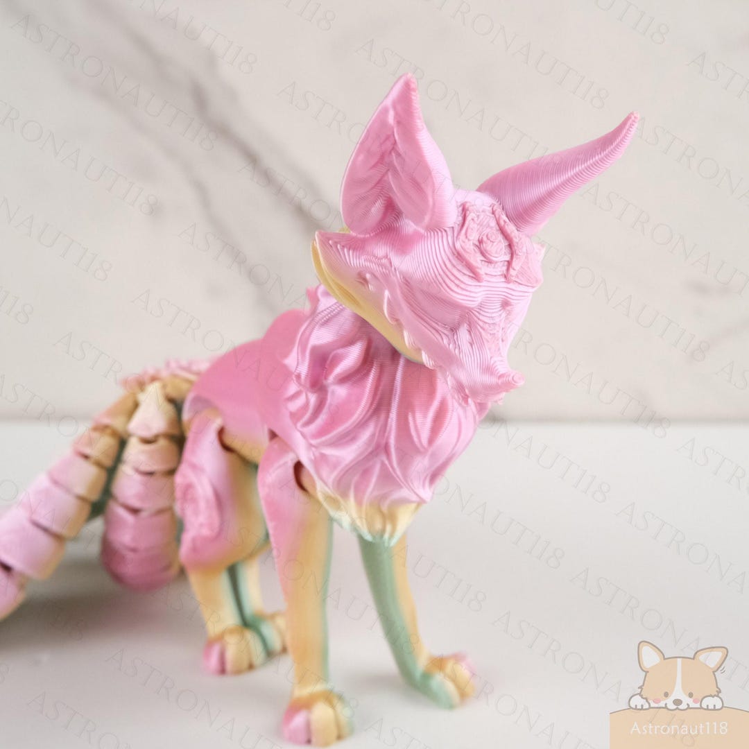3D Flexi Fox Multi-tailed Fox Print Model, Mini Fox Decompression Toy ...