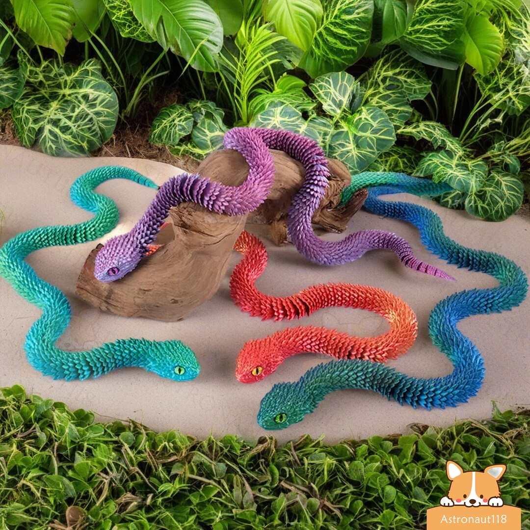 Articulated Viper Model, 3D Printed Snake, Fidget Stress Relief Toy ...