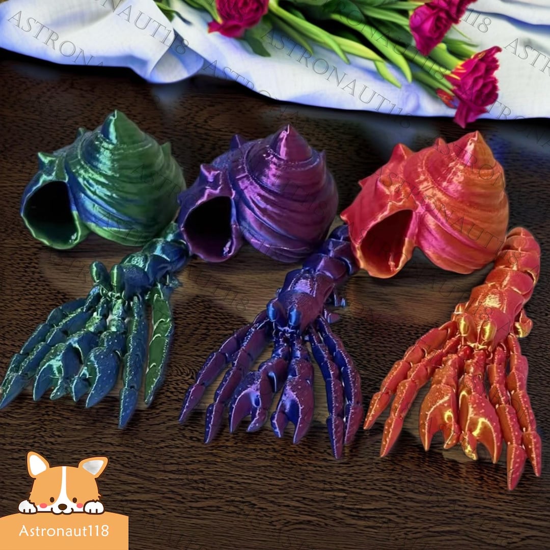 Articulated Hermit Crab, 3d Printed Hermit Crab Desktop Decoration ...