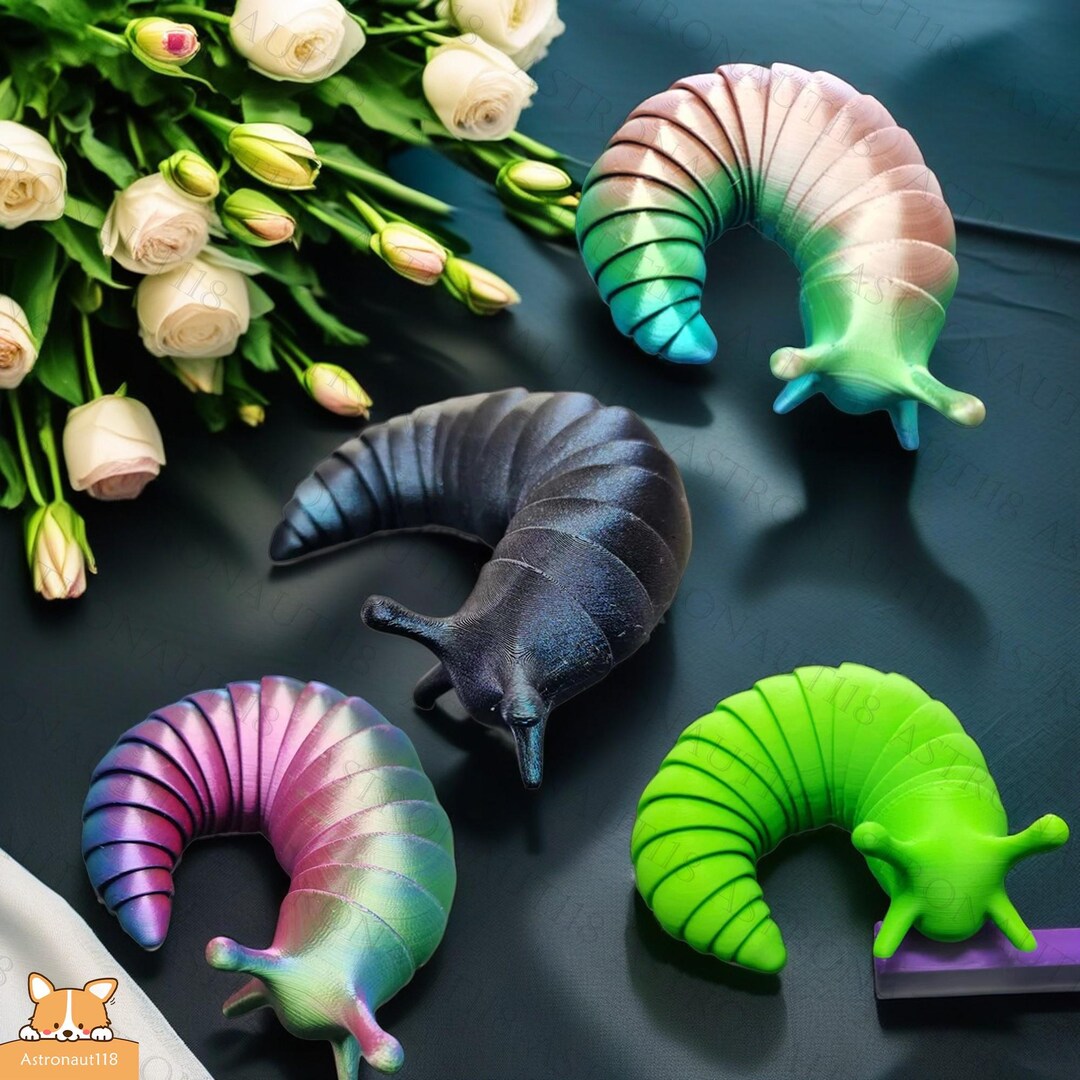 Cute 3d Printed Hinged Slug Toy, Movable Soft Worm Children's Toy Gift ...
