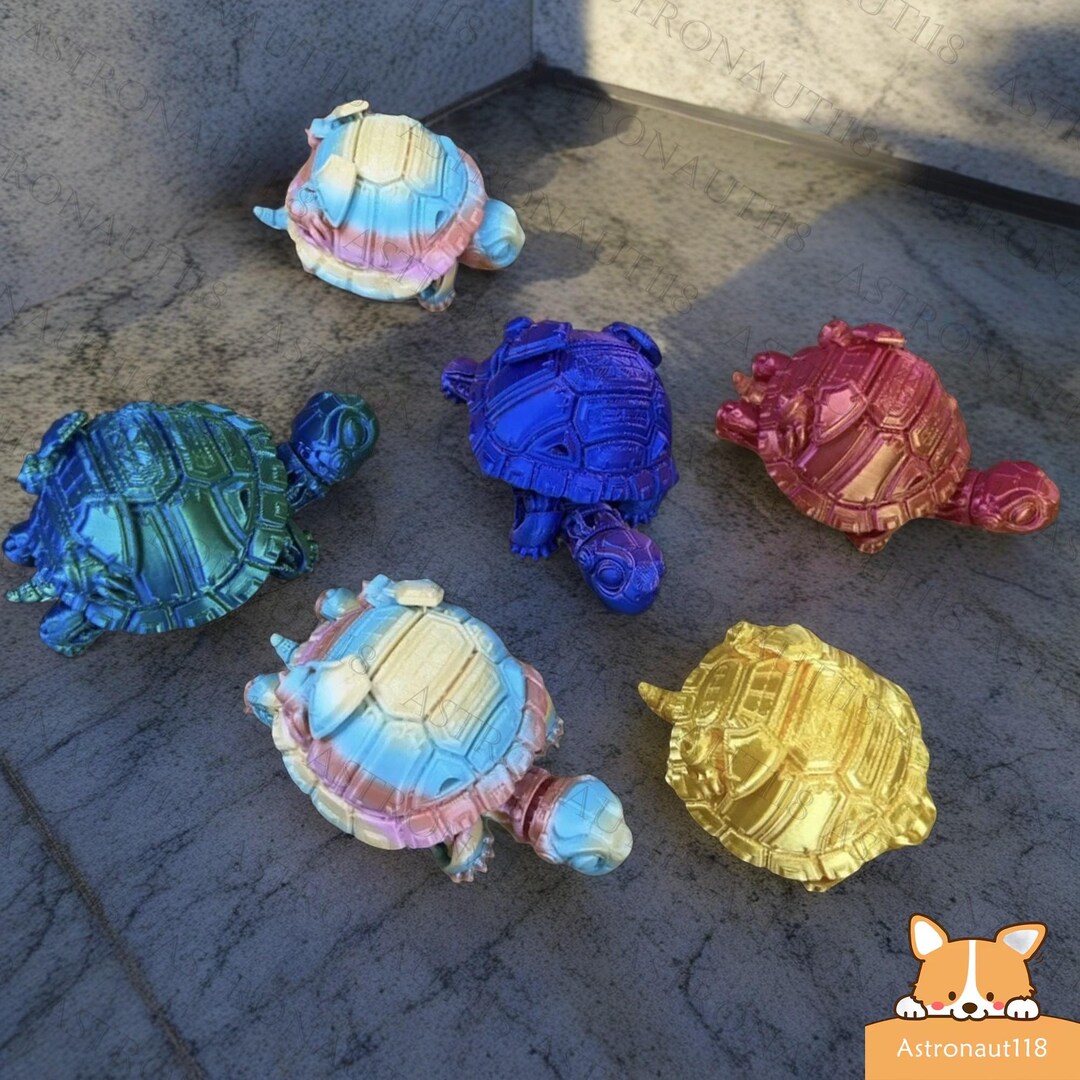 3d Printed Turtle Toy, Limbs and Tail Hinge Joints Are Movable ...