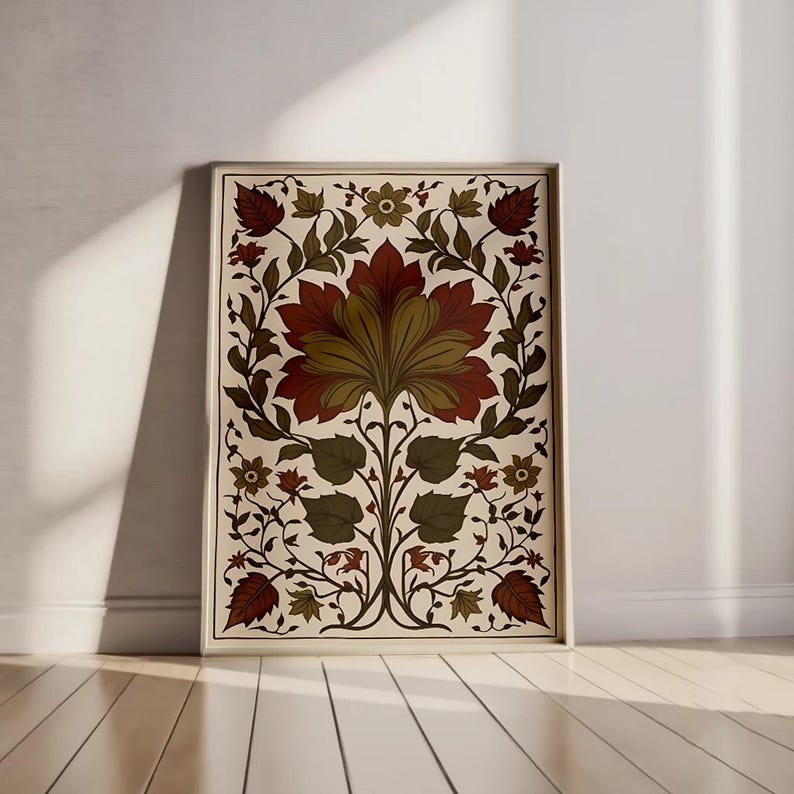 Floral Tapestry Art Printable, Decorative Flower Illustration for ...