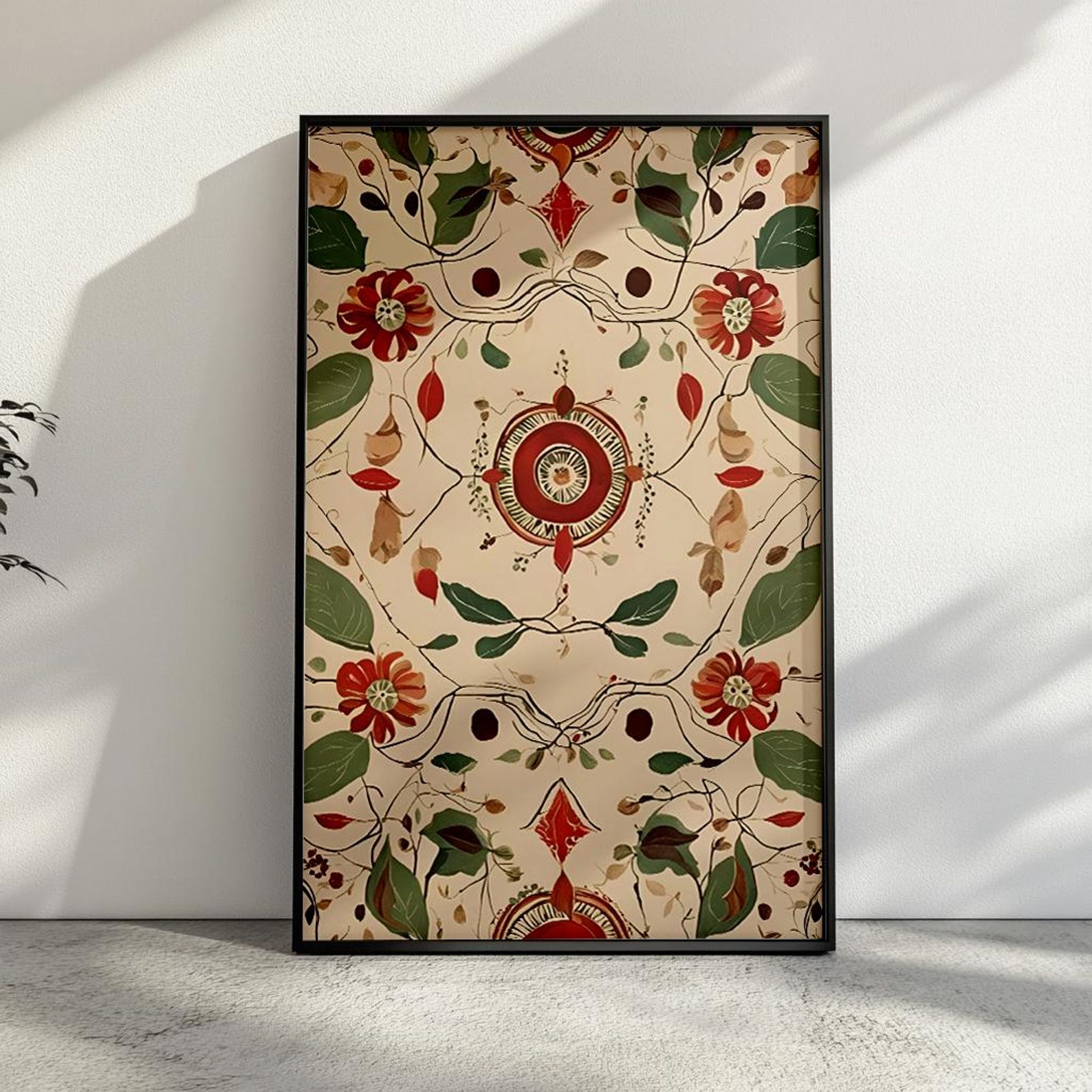 Botanical Rustic Flower Art Print, Vintage Floral Pattern Wall Decor ...