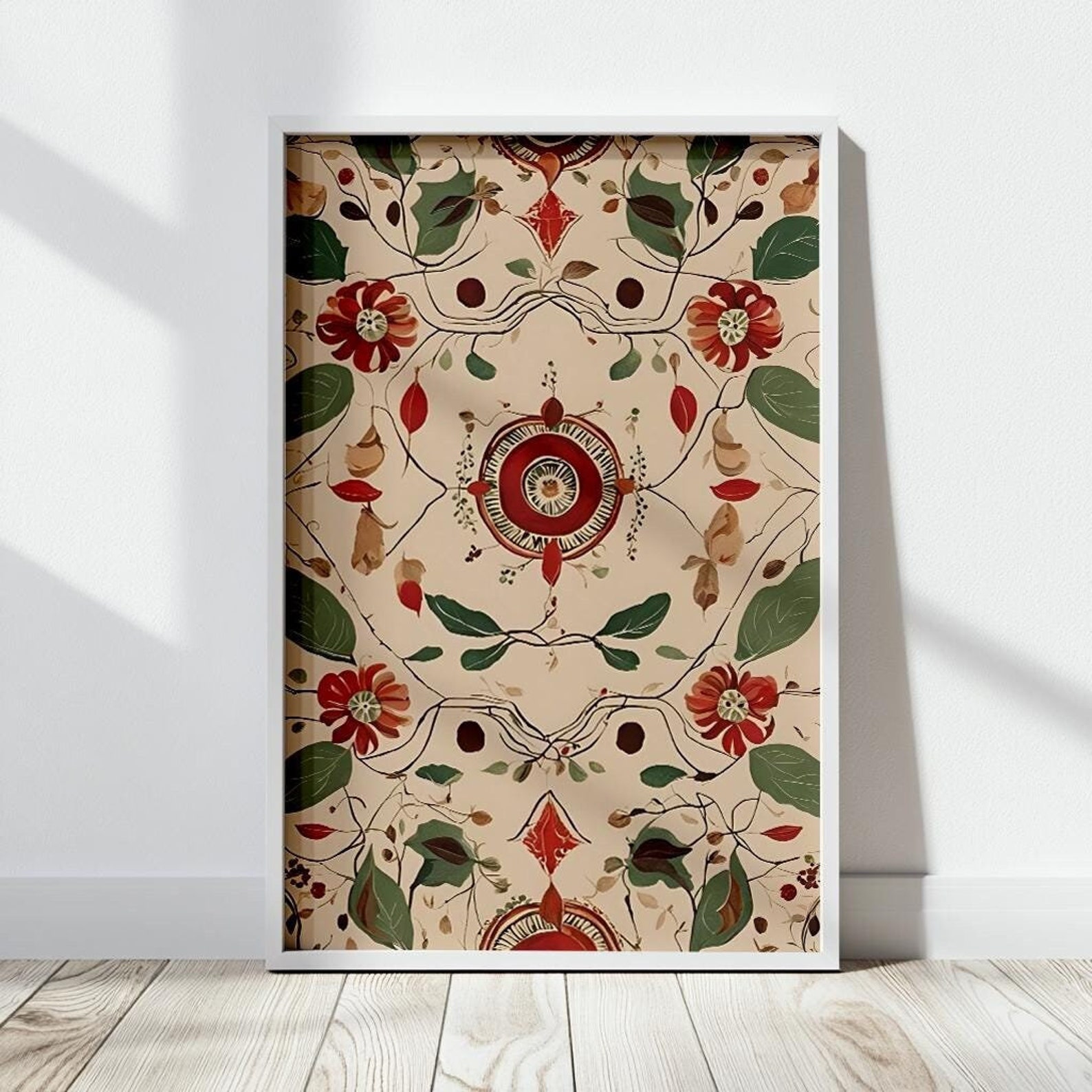 Botanical Rustic Flower Art Print, Vintage Floral Pattern Wall Decor ...