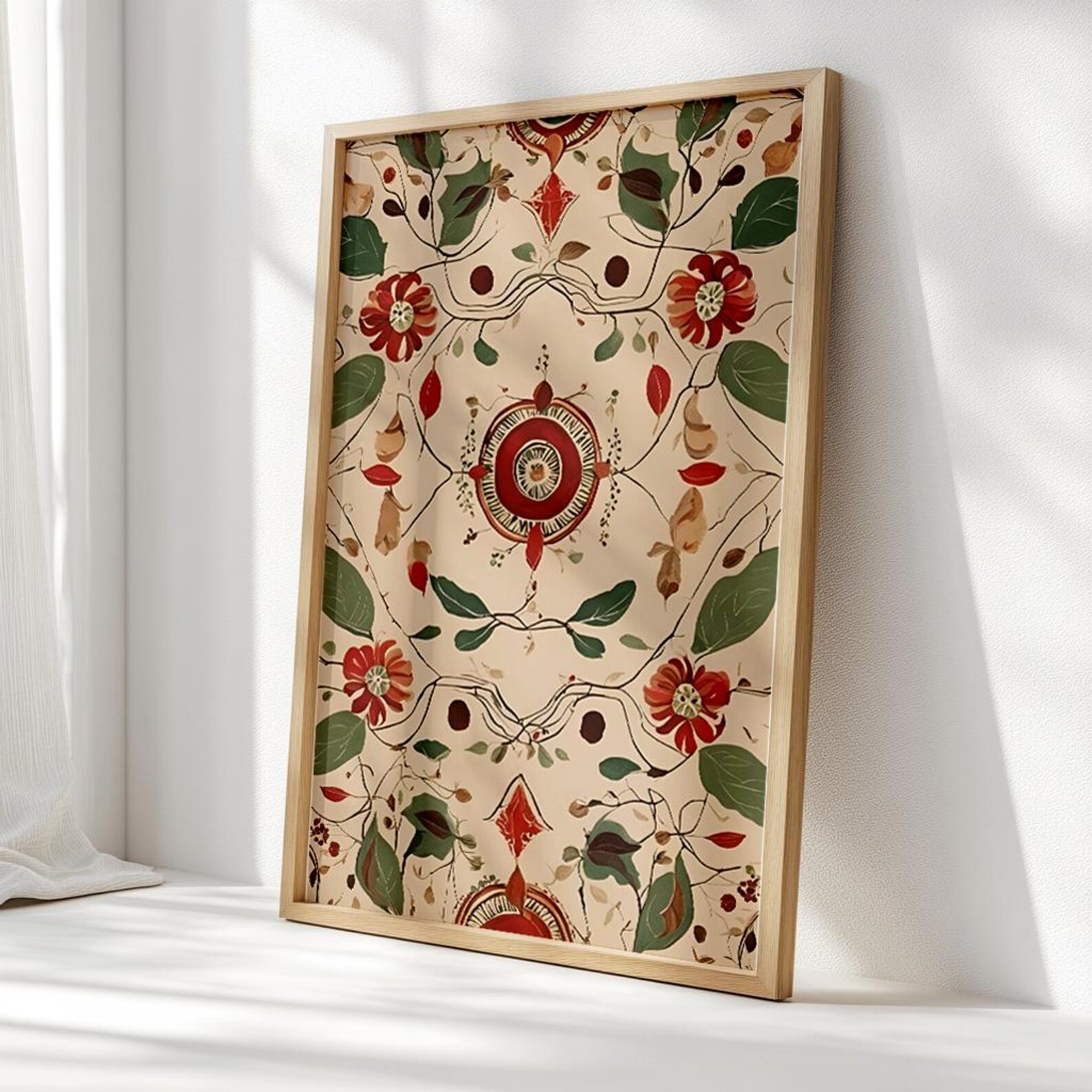 Botanical Rustic Flower Art Print, Vintage Floral Pattern Wall Decor ...