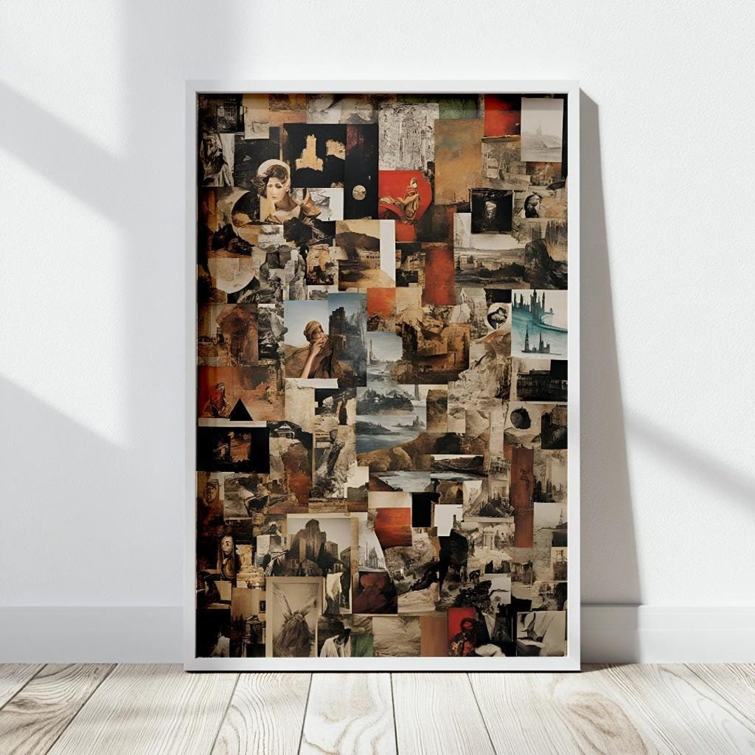 Vintage Collage Art Print , Antique City Photograph Collage Wall Decor ...