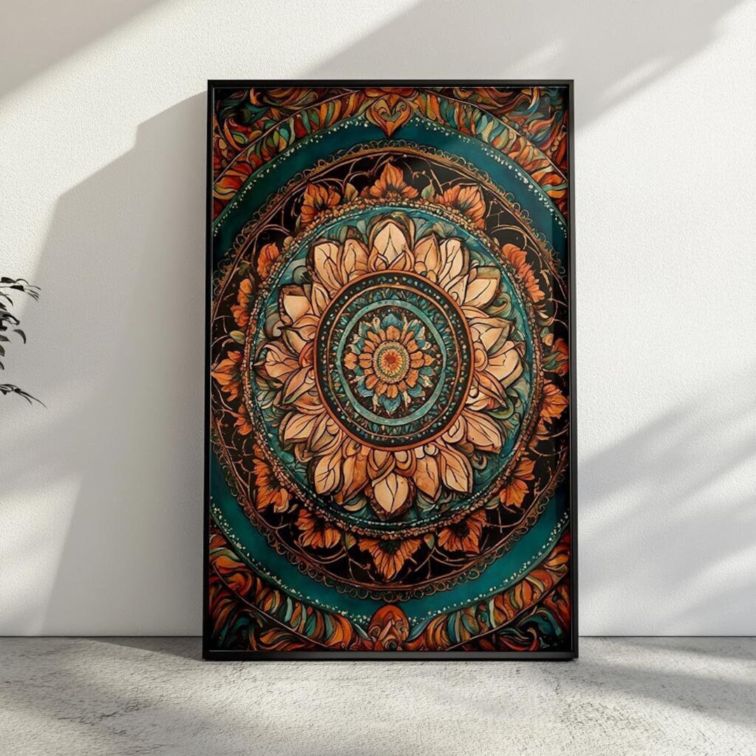 Bohemian Mandala Wall Art Prints, Colorful Floral Meditation Decor ...