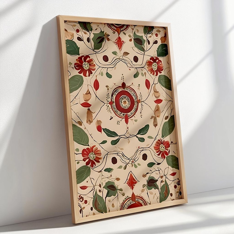 Botanical Rustic Flower Art Print, Vintage Floral Pattern Wall Decor ...