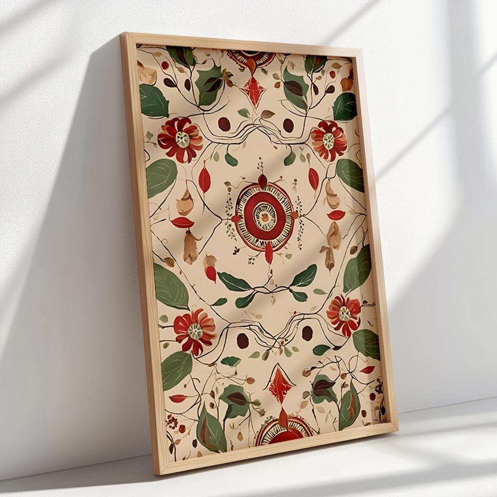 Botanical Rustic Flower Art Print, Vintage Floral Pattern Wall Decor ...