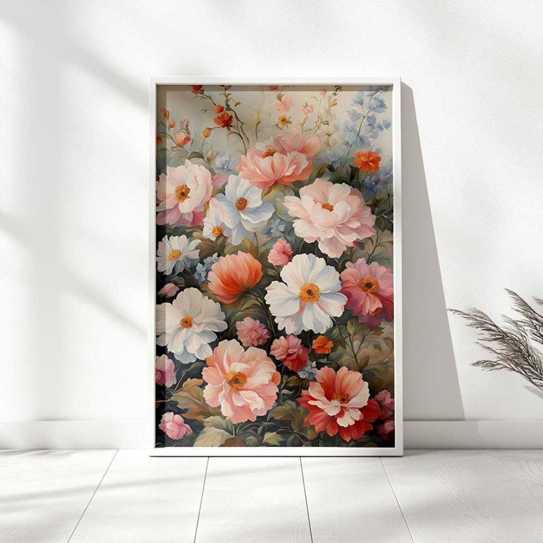 Pink Stil Life Flower Bouquet Wall Art Print, Wall Print for Decor ...