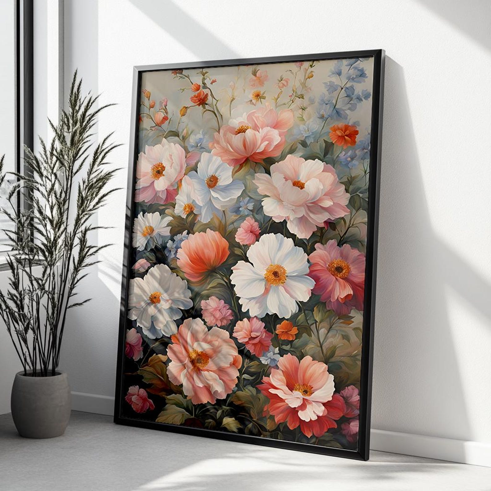 Pink Stil Life Flower Bouquet Wall Art Print, Wall Print for Decor ...