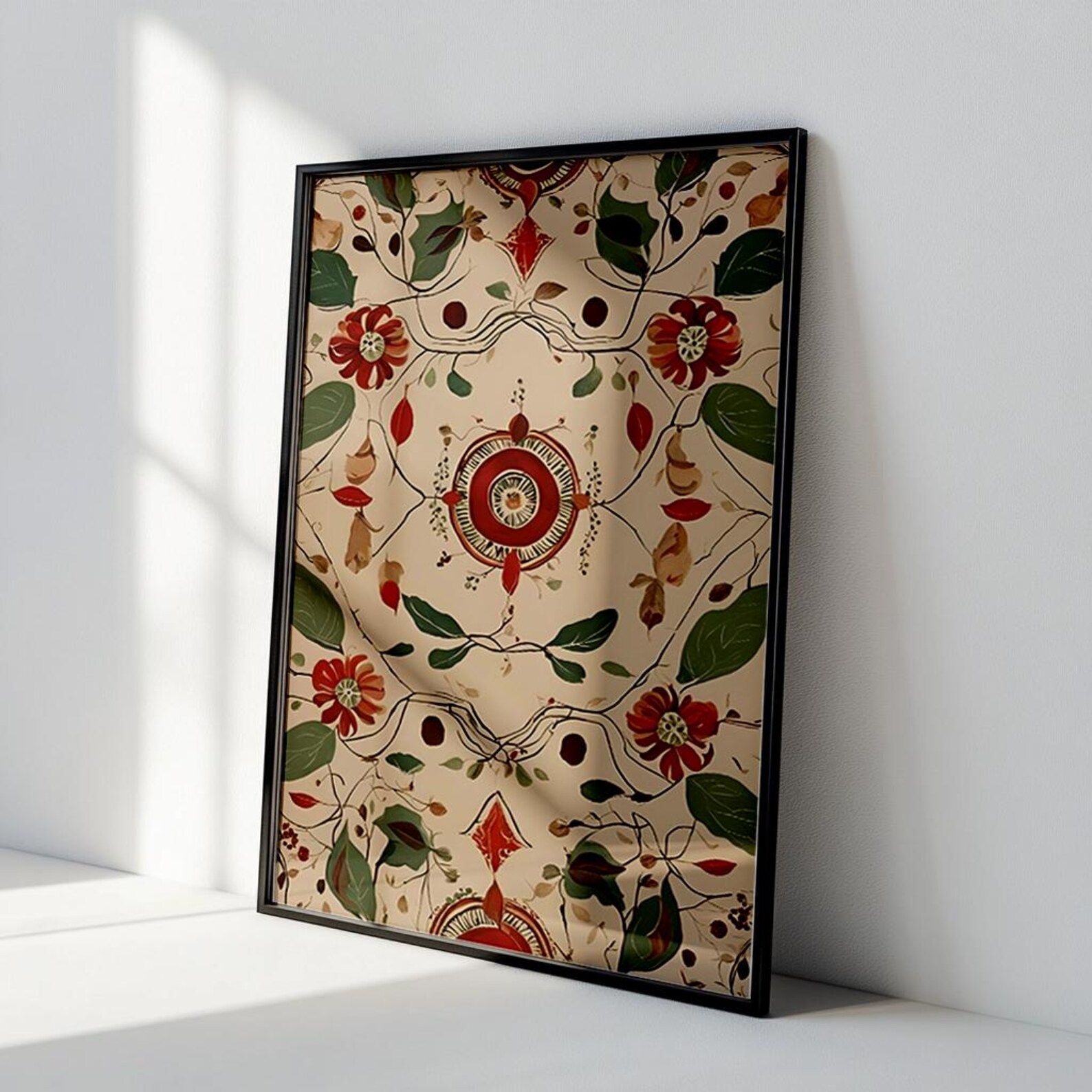 Botanical Rustic Flower Art Print, Vintage Floral Pattern Wall Decor ...