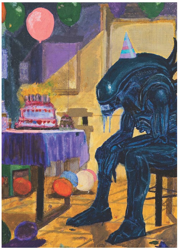 Happy Birthday! (hand Painted Art Print | Xenomorph | Alien | Dystopian ...