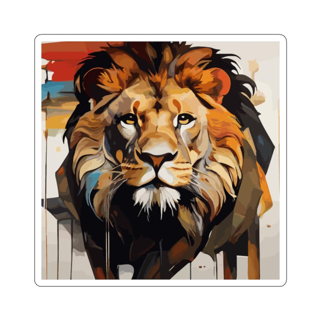 Lion Kiss-cut Sticker, Lion Sticker, Safari Sticker, Wall Art Sticker ...