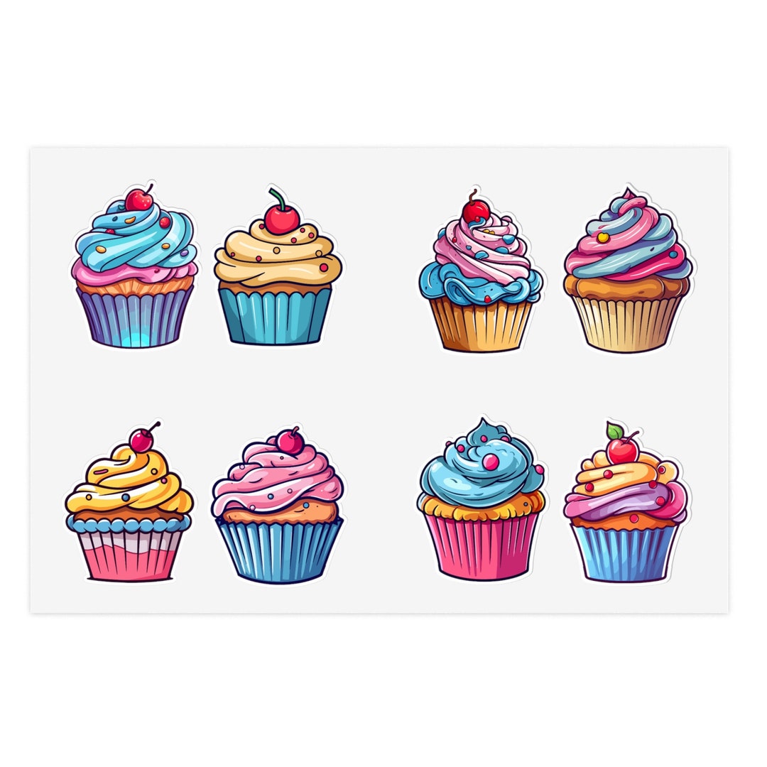 Cute Cupcake Sheet Stickers,vinyl Sticker, Cake Lover, Gift Sticker ...