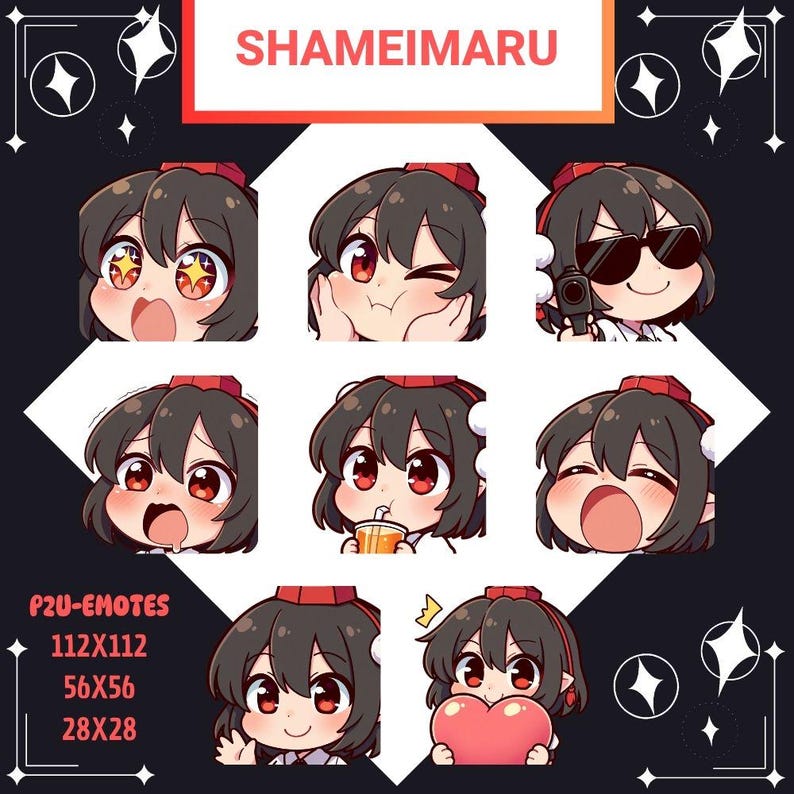 Touhou Aya Shameimaru Twitch/yt/discord Emotes Pack (digital Download ...